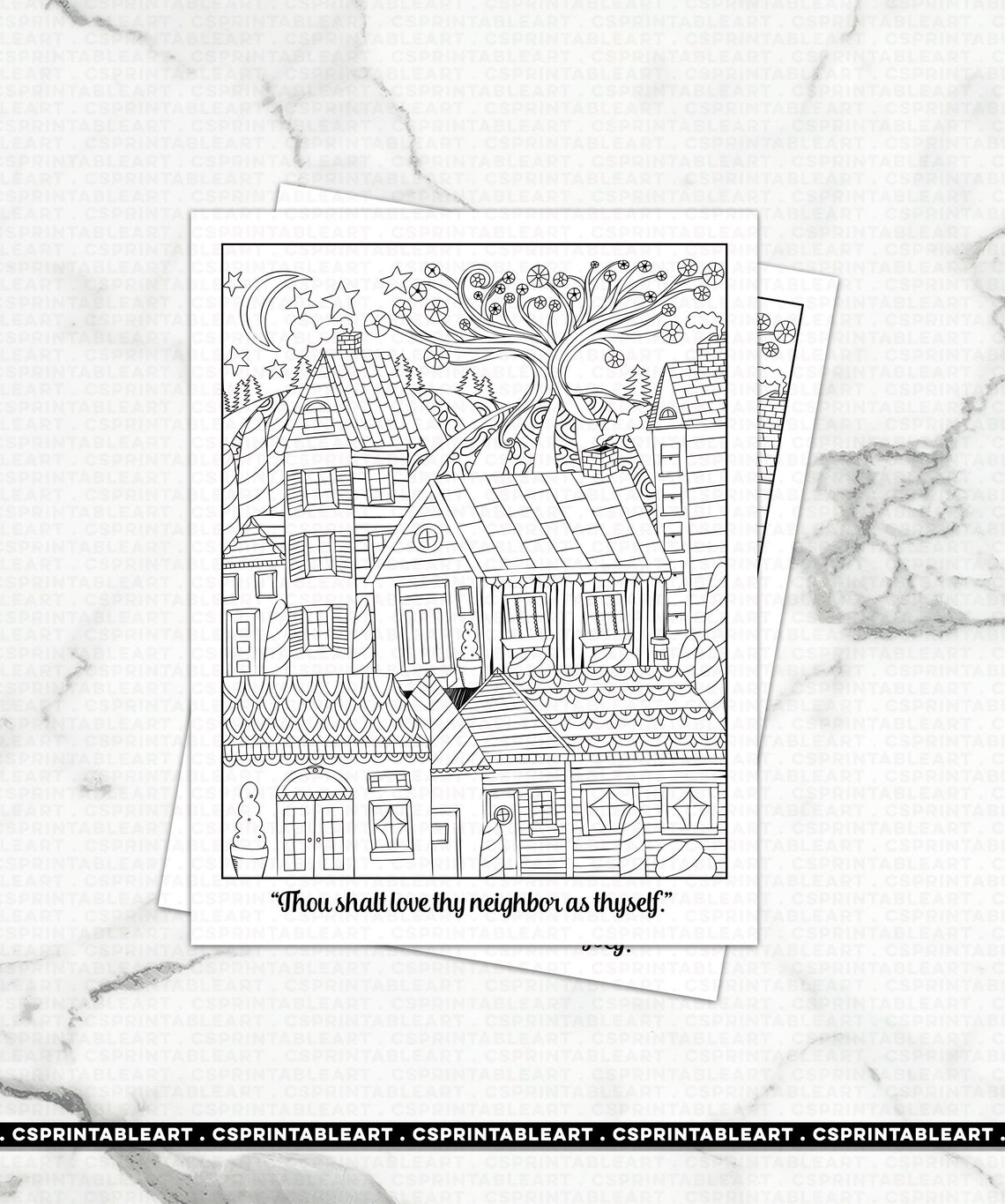 Love They Neighbor Quote Coloring Page Printable, Sunday School Instant ...