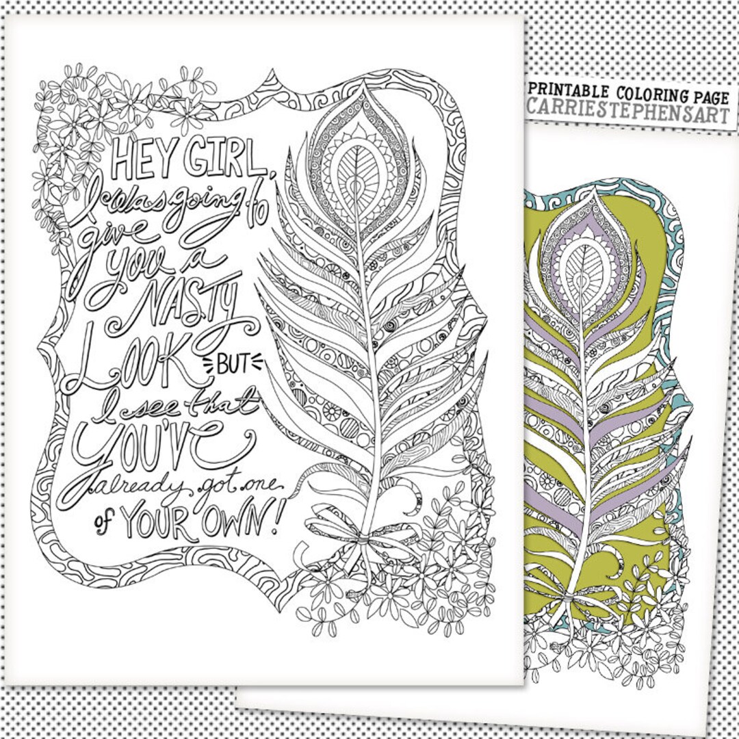 Nasty Look Coloring Page Funny Saying Printable Instant - Etsy España