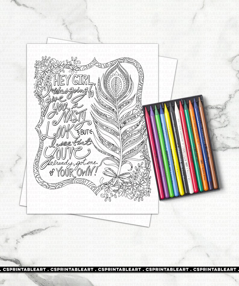Nasty Look Coloring Page Funny Saying Printable Instant - Etsy España