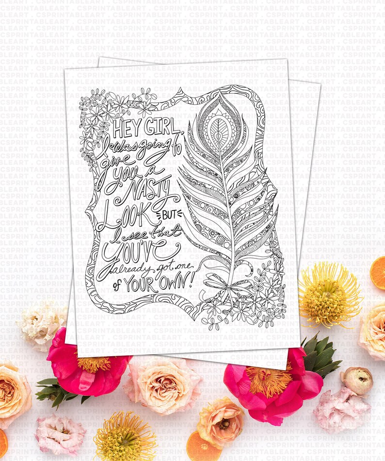 Nasty Look Coloring Page Funny Saying Printable Instant - Etsy España