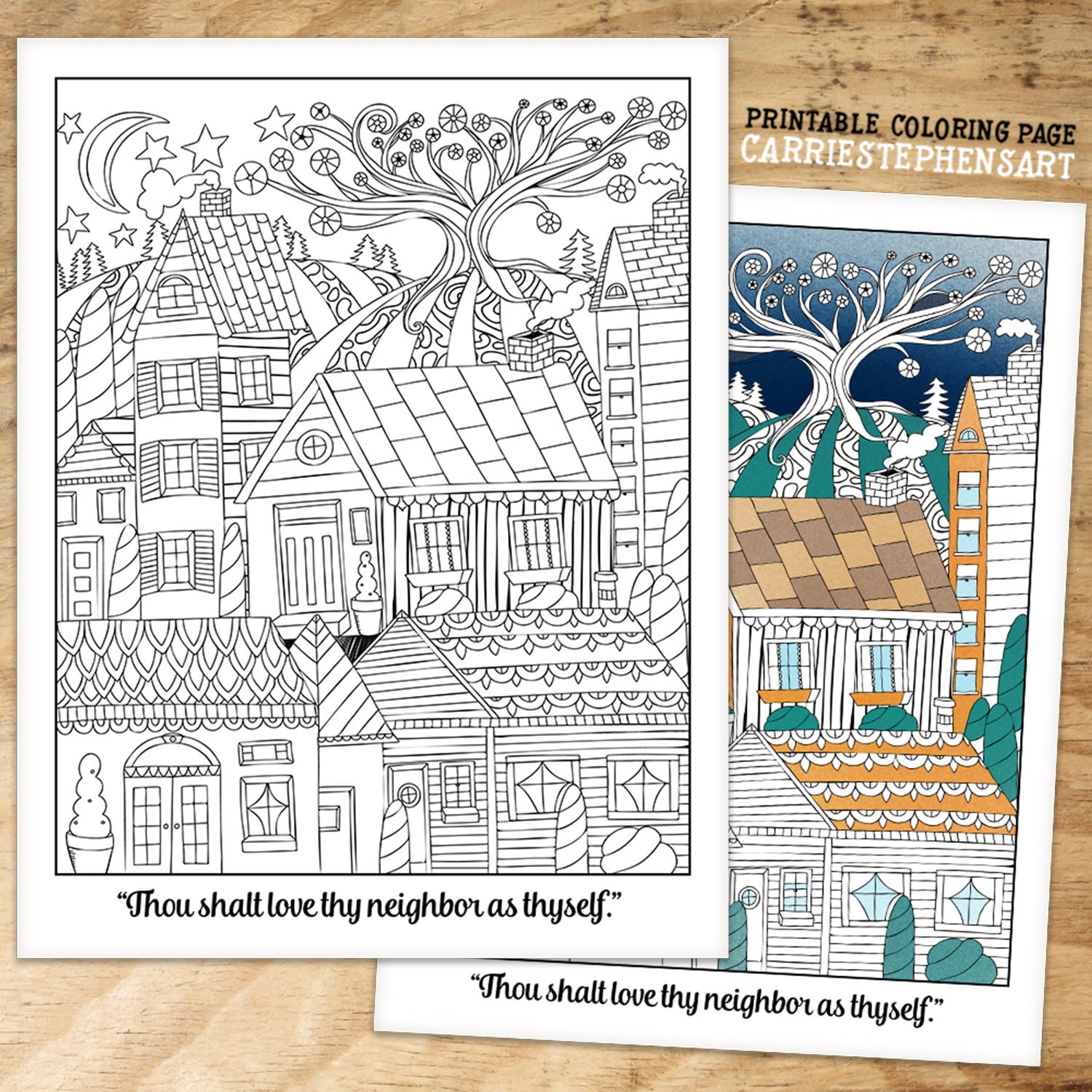 Love They Neighbor Quote Coloring Page Printable, Sunday School Instant ...