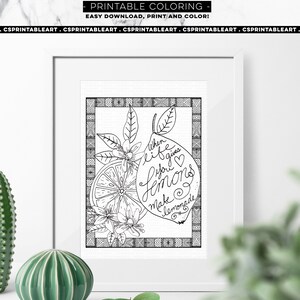 Lemon Coloring Page Instant Download, Lemons to Lemonade Positive Quote ...