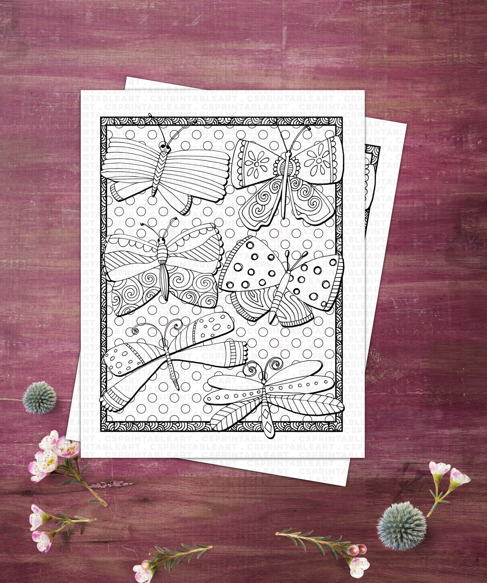 Butterfly Coloring Page for Kids Whimsical Spring Easter - Etsy Canada