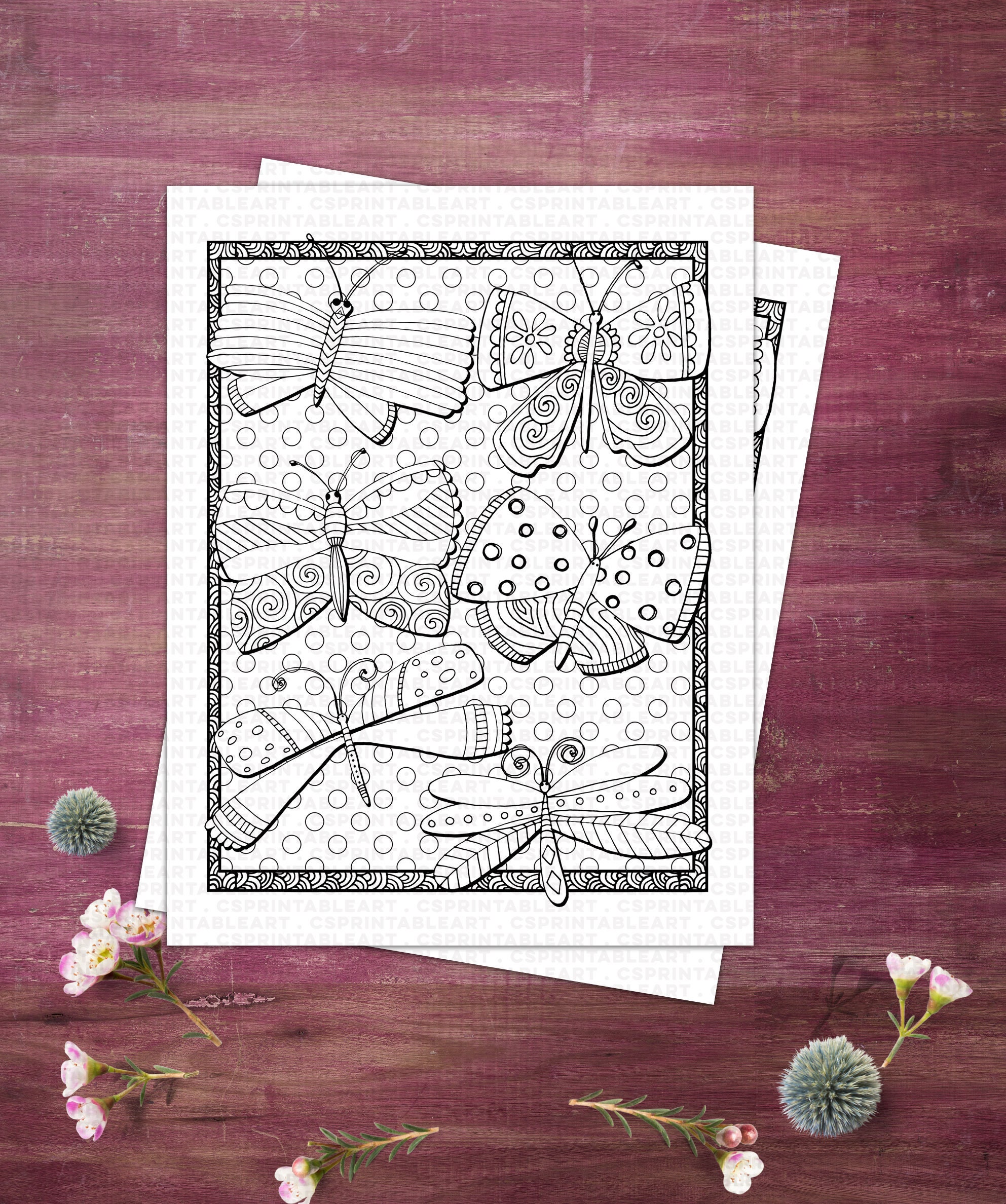 Butterfly Coloring Page for Kids Whimsical Spring Easter - Etsy Canada