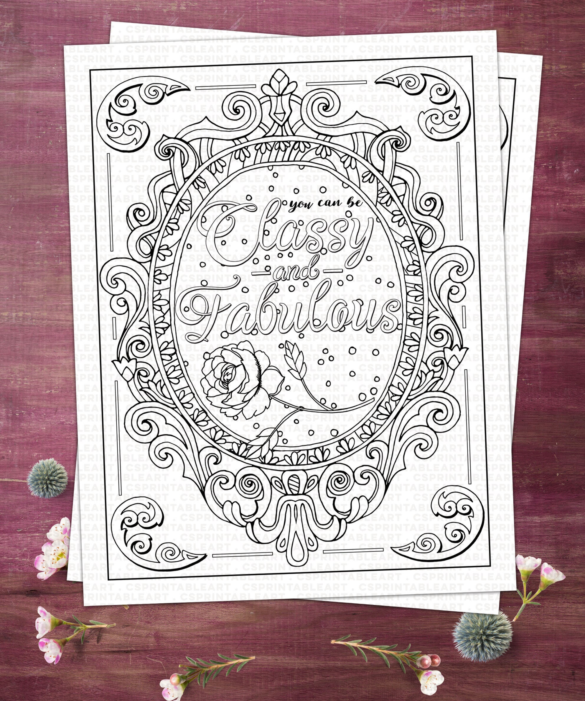 Classy and Fabulous Printable Coloring Page Printable Art - Etsy