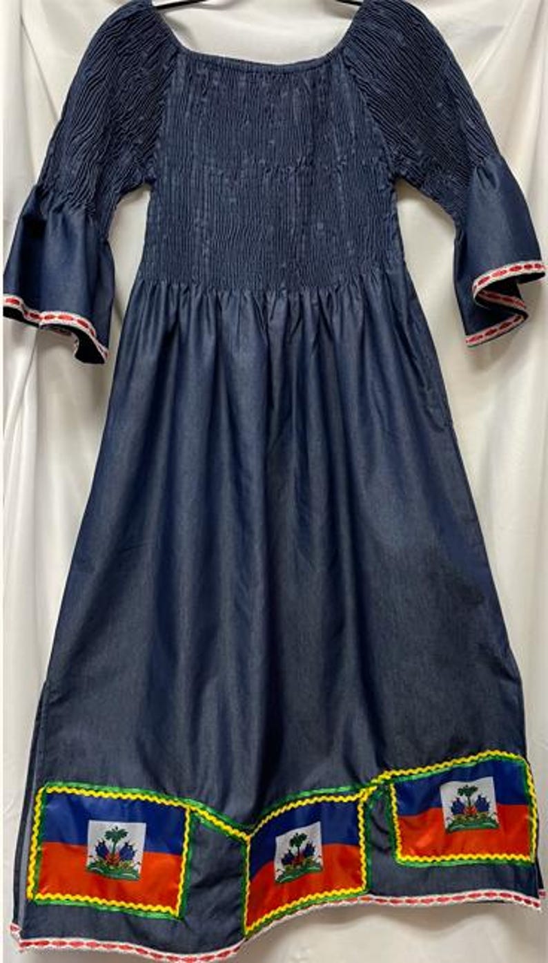 Haitian Flag Denim Maxi Dress. - Etsy