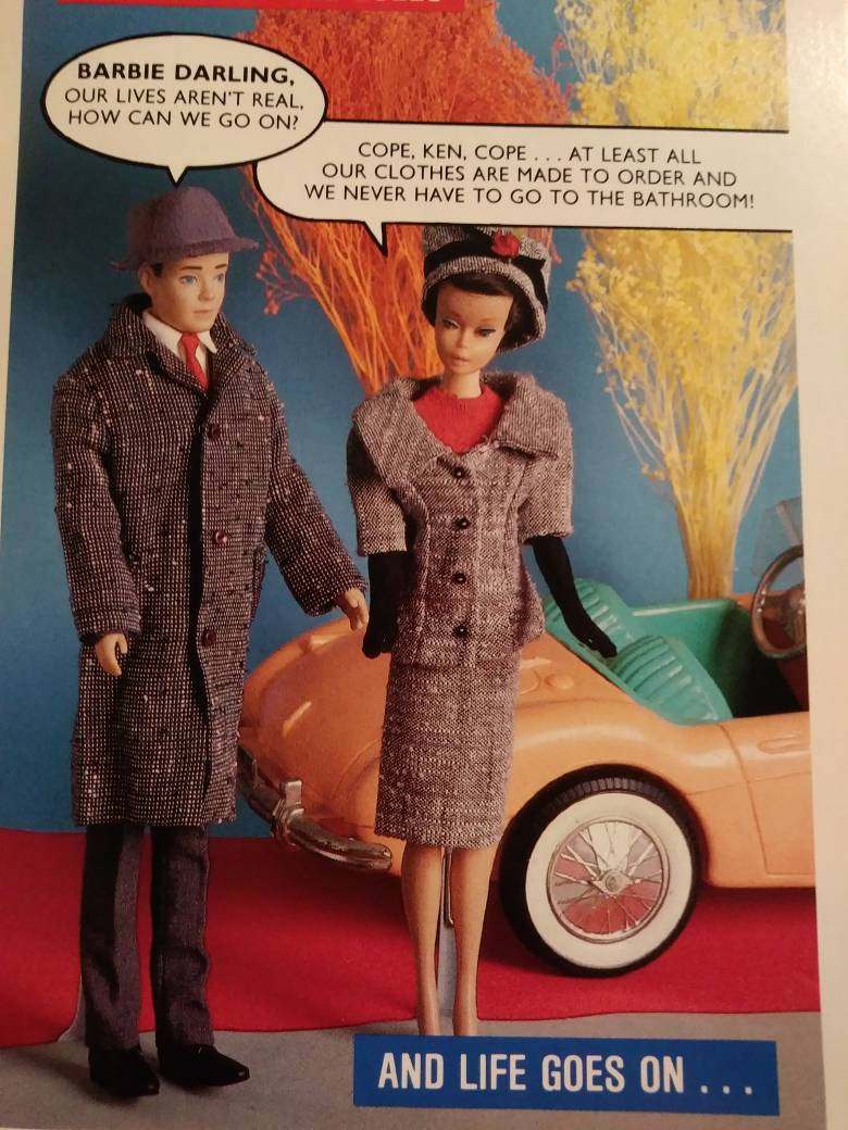 Barbie postcard book. Vintage Barbies on postcards.1990s