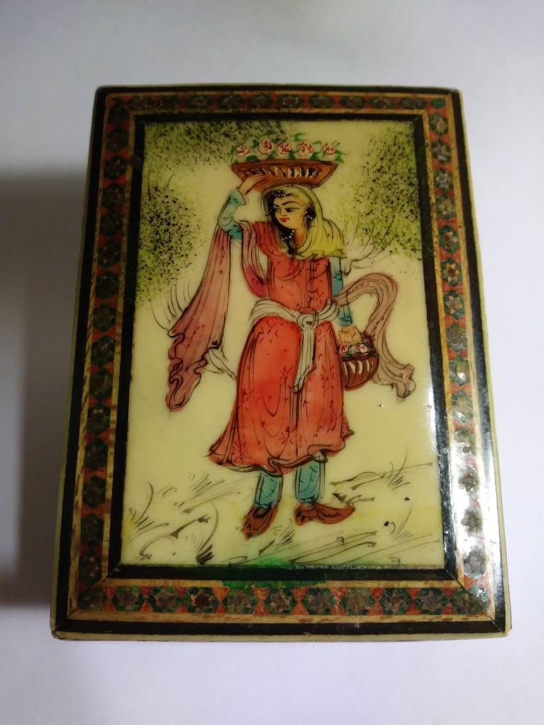 Box Collector Vintage Persian Box, Hand Painted Wood Inlaid Box Vintage ...