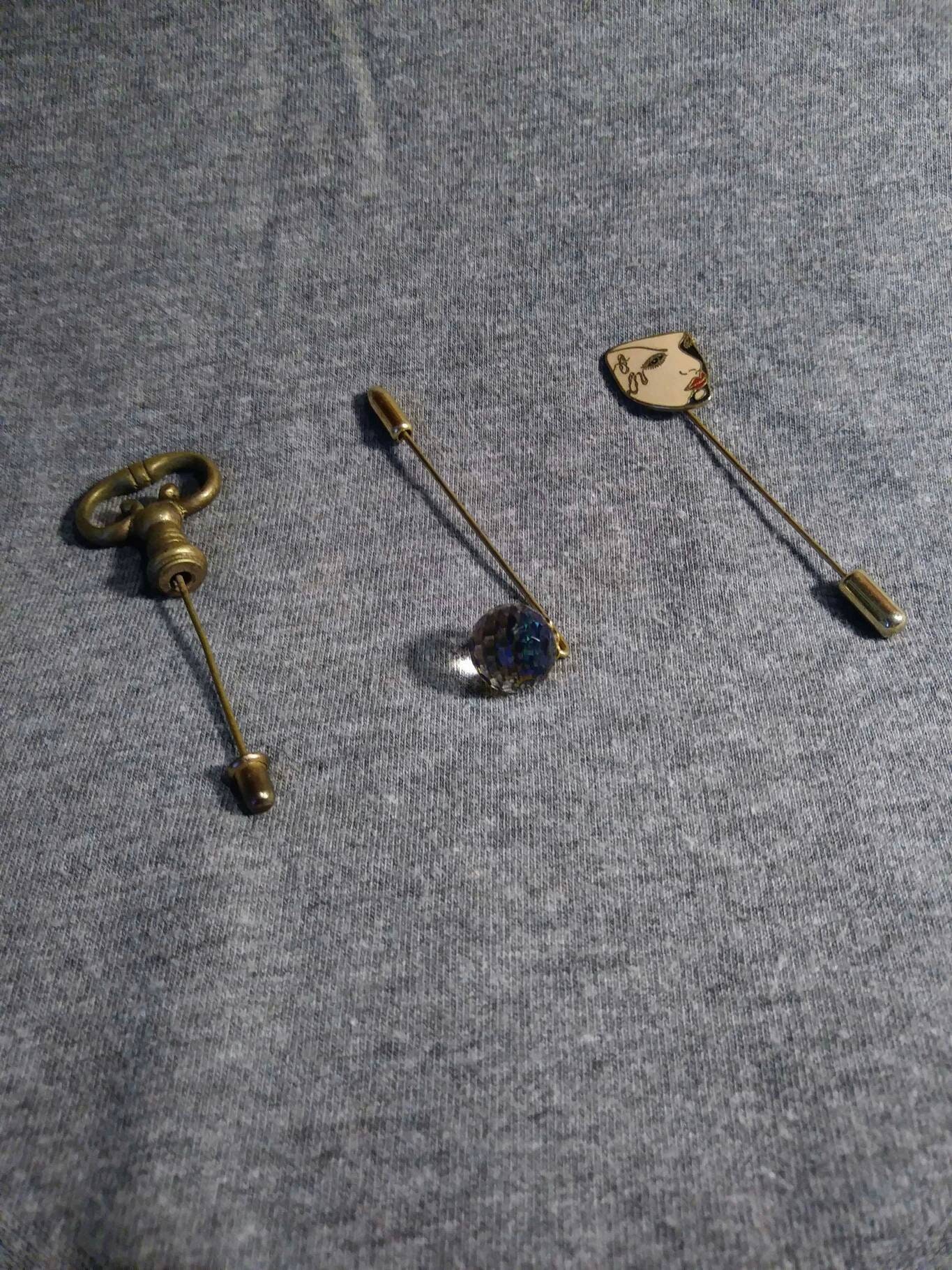 Vintage stick pins three unusual 70s