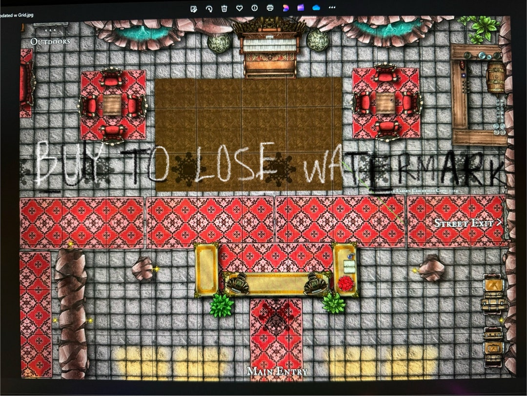 Gothic Horror Hotel Lobby RPG Map 8x11in With 1in Square Gridlines ...