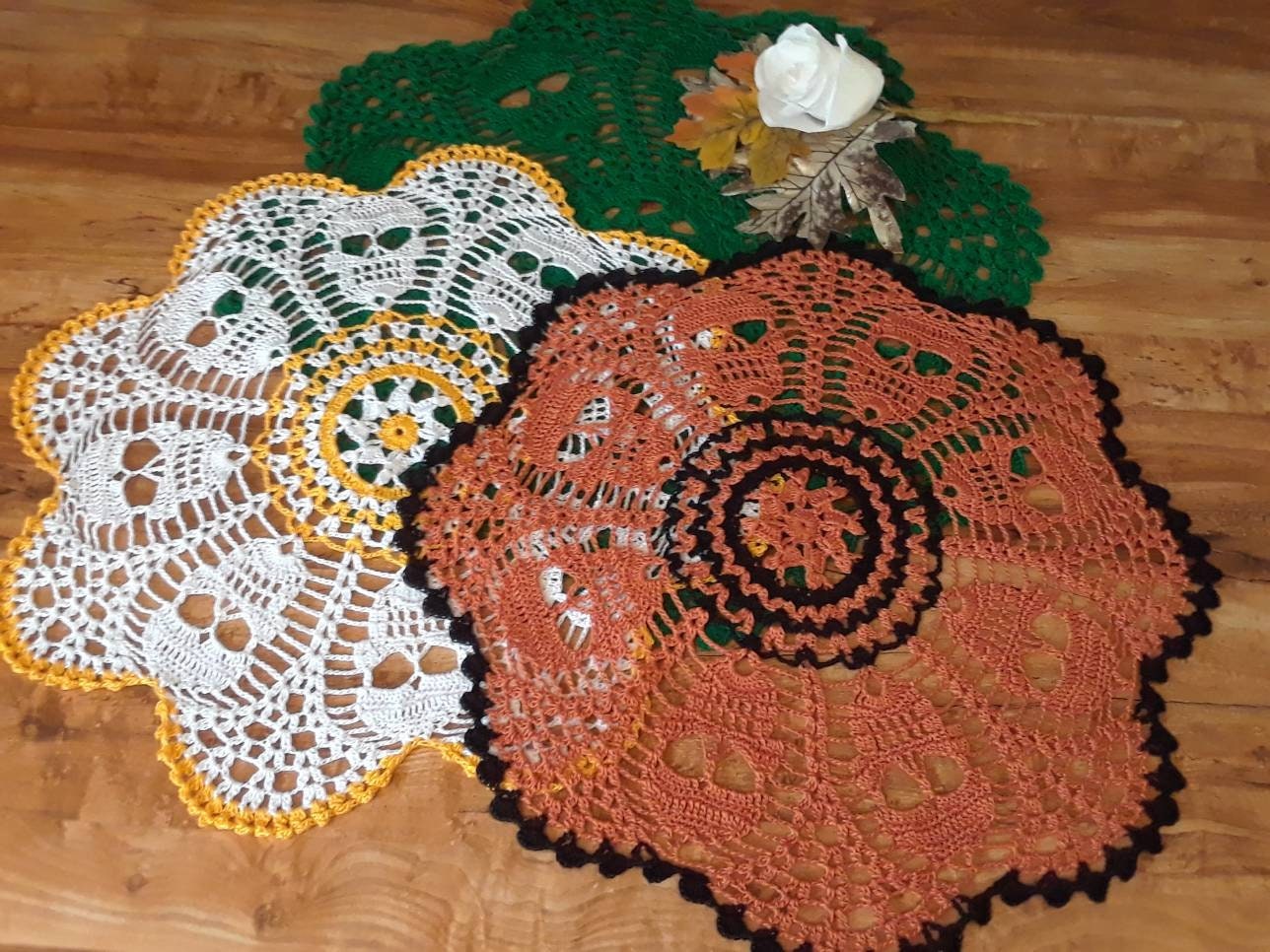 NEW Design Bone Orchard Doily Skulls, Trees and More Lacy Look Doilies ...