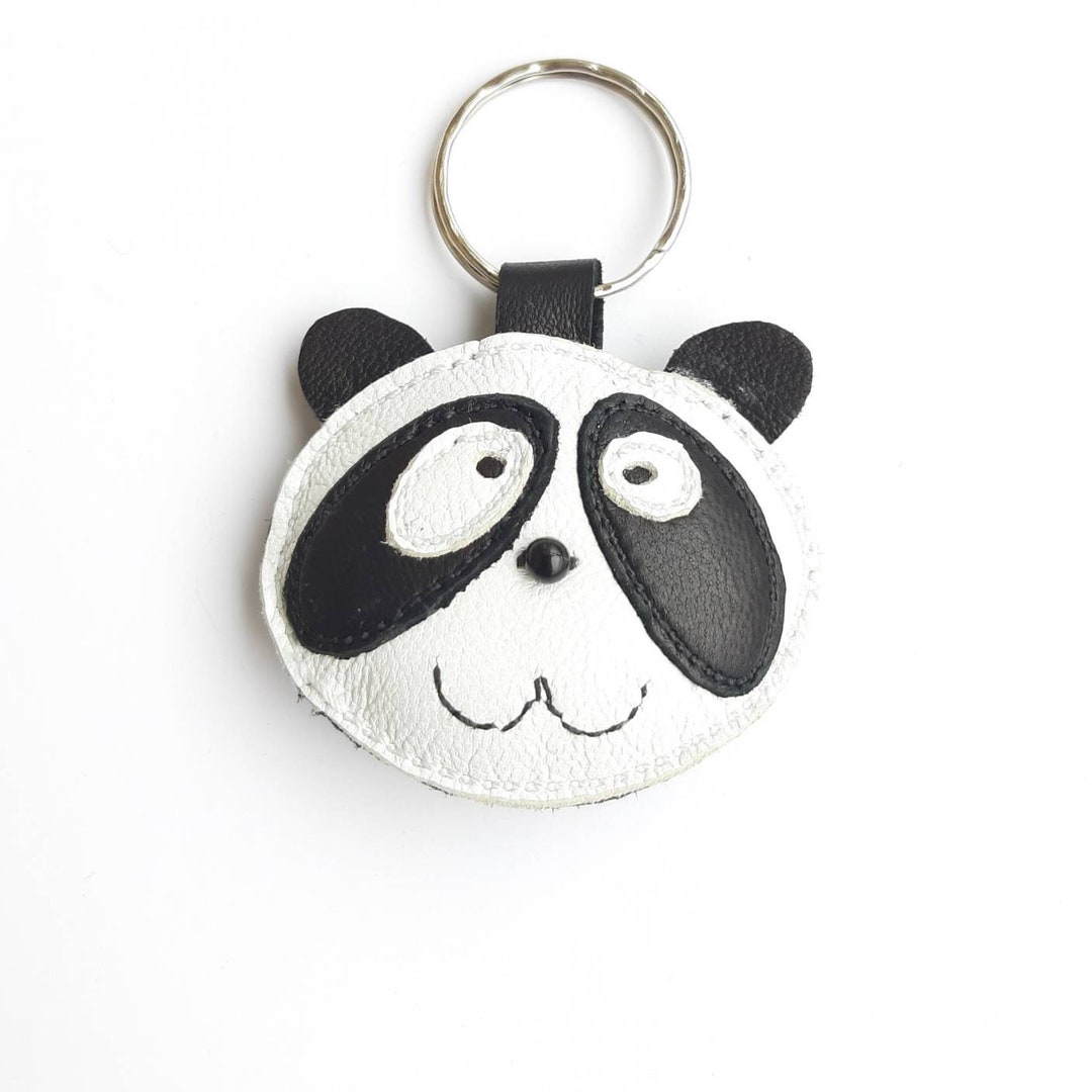 Cute Animal Panda Key Ring in Black and White Leather Panda - Etsy UK