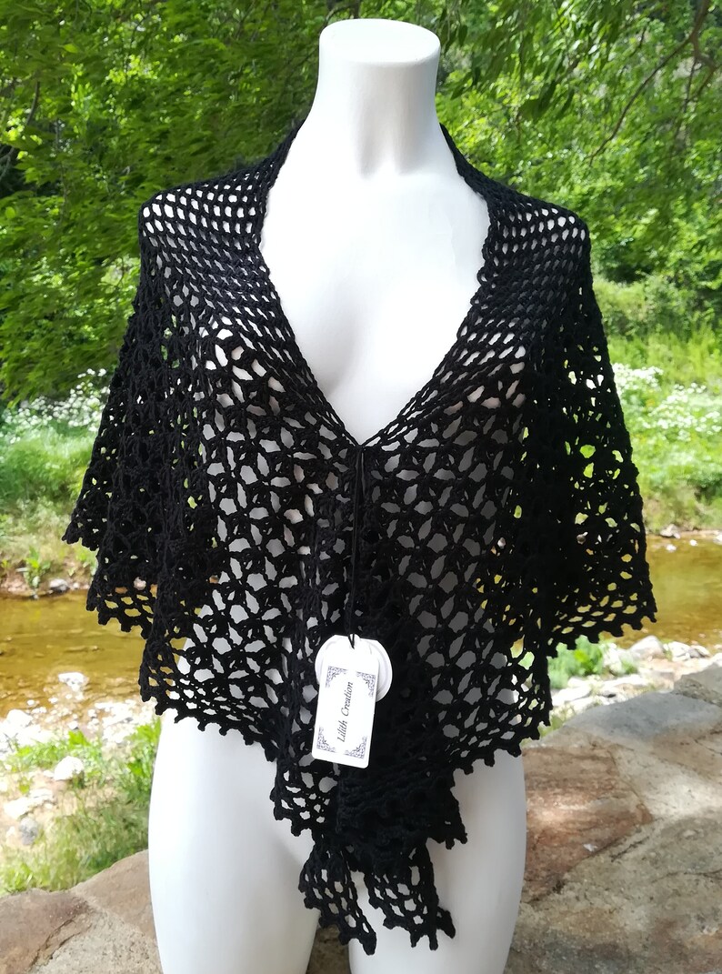 Black shawl Lace crochet Shawl victorian shawl wedding shawl | Etsy