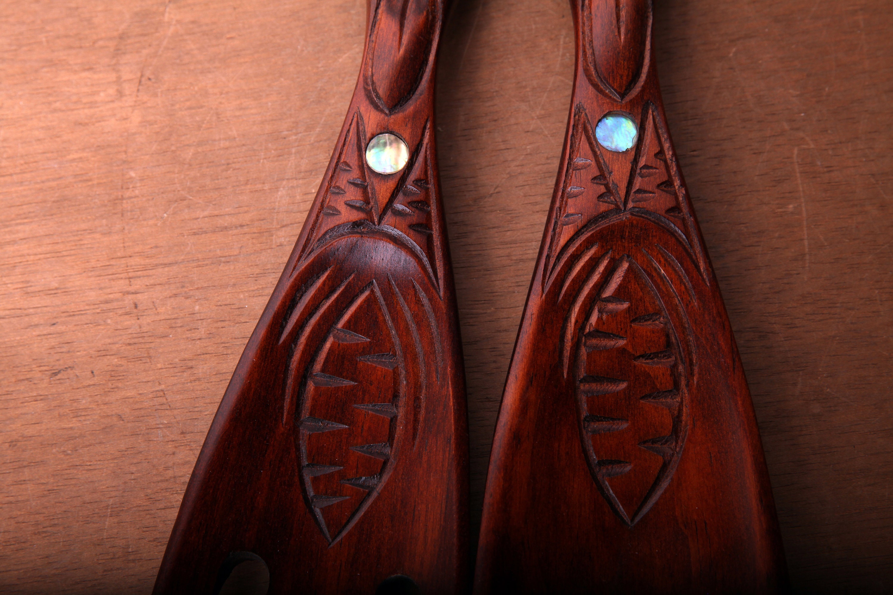 Vintage New Zealand Maori Warrior Spoon Set, Hand Carved, Tribal, Tiki ...