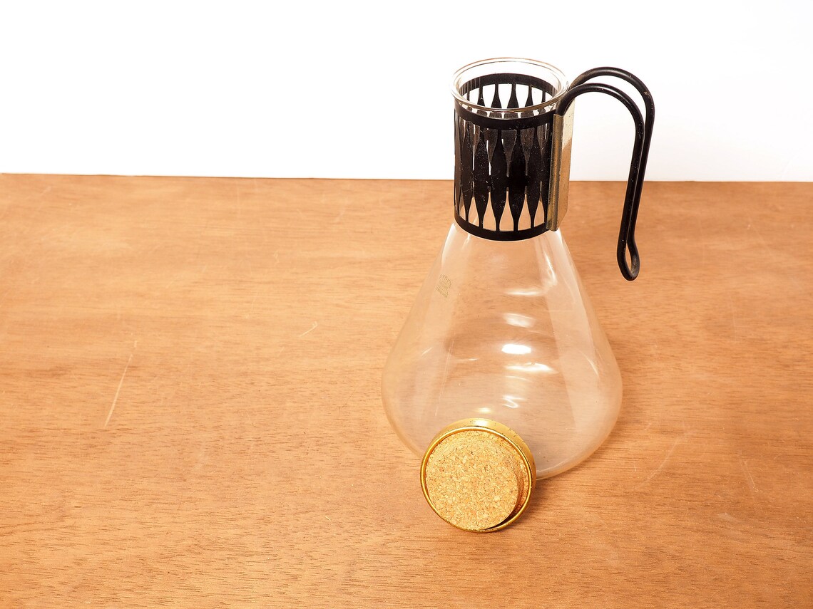 Vintage Pyrex Iron Carafe Decanter Glass Pitcher Mid Century Modern ...