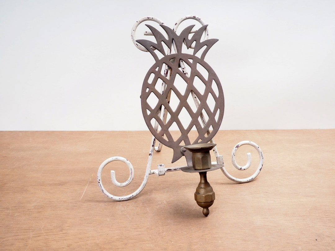 Vintage Brass Aloha Pineapple Candle Holder Wall Scone Hanging ...