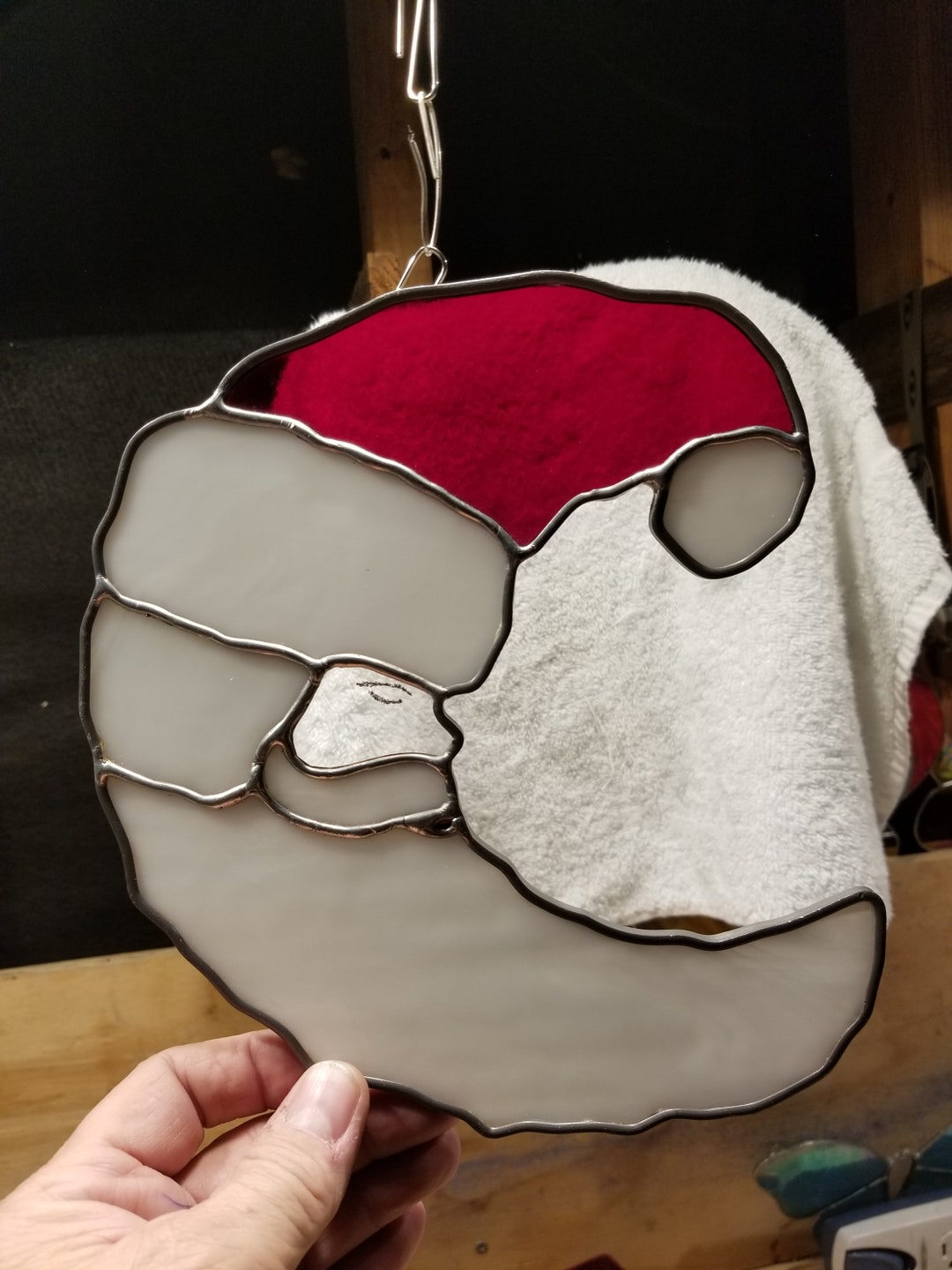 Santa in the Moon Stained Glass - Etsy