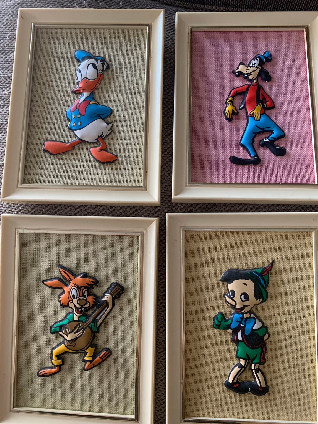 Vintage DISNEY Framed Set of Four 3D Puffy - Etsy