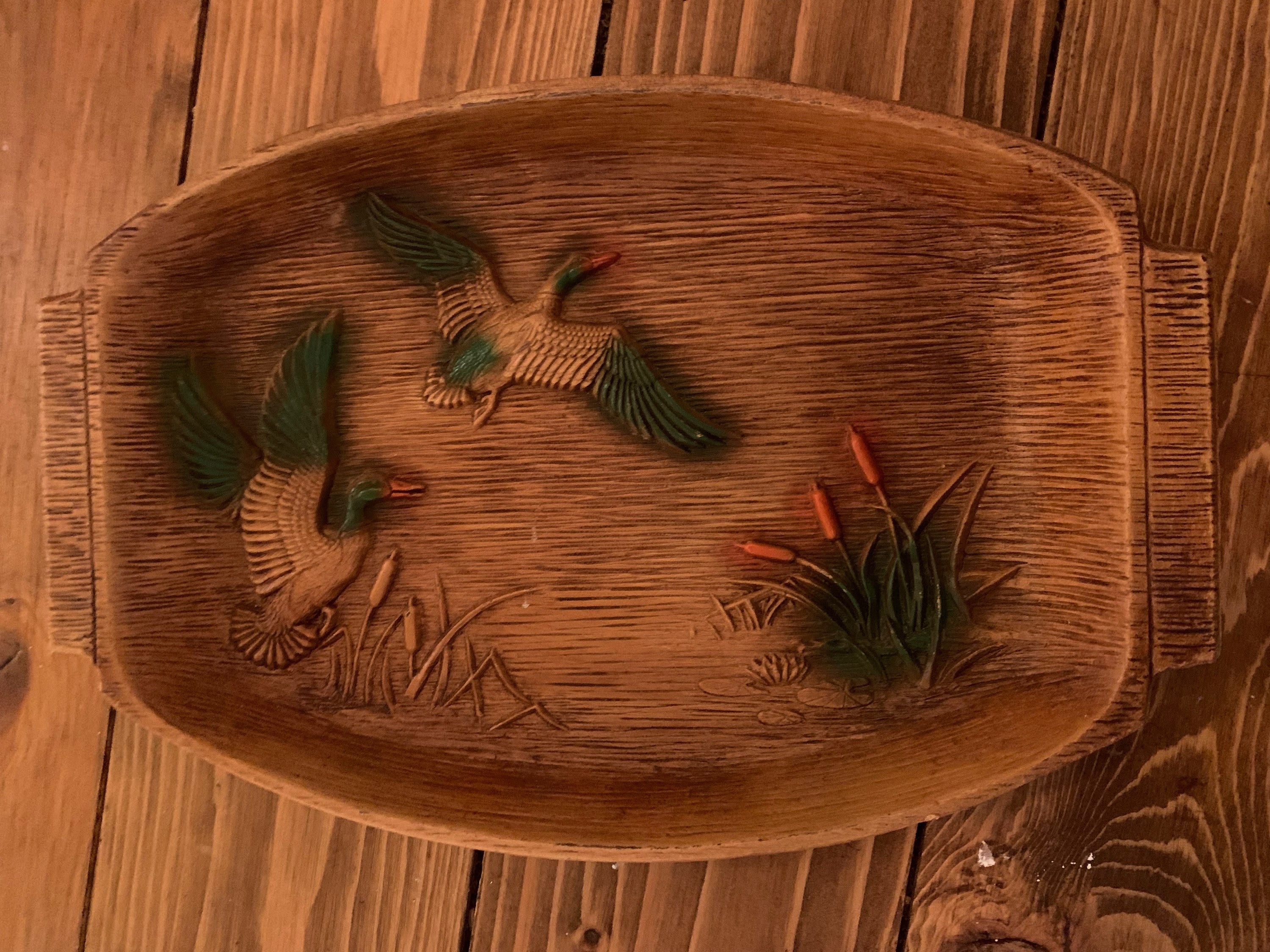 Vintage Rustic Wall Tray 60s 70s Mallard Duck Cattails - Etsy