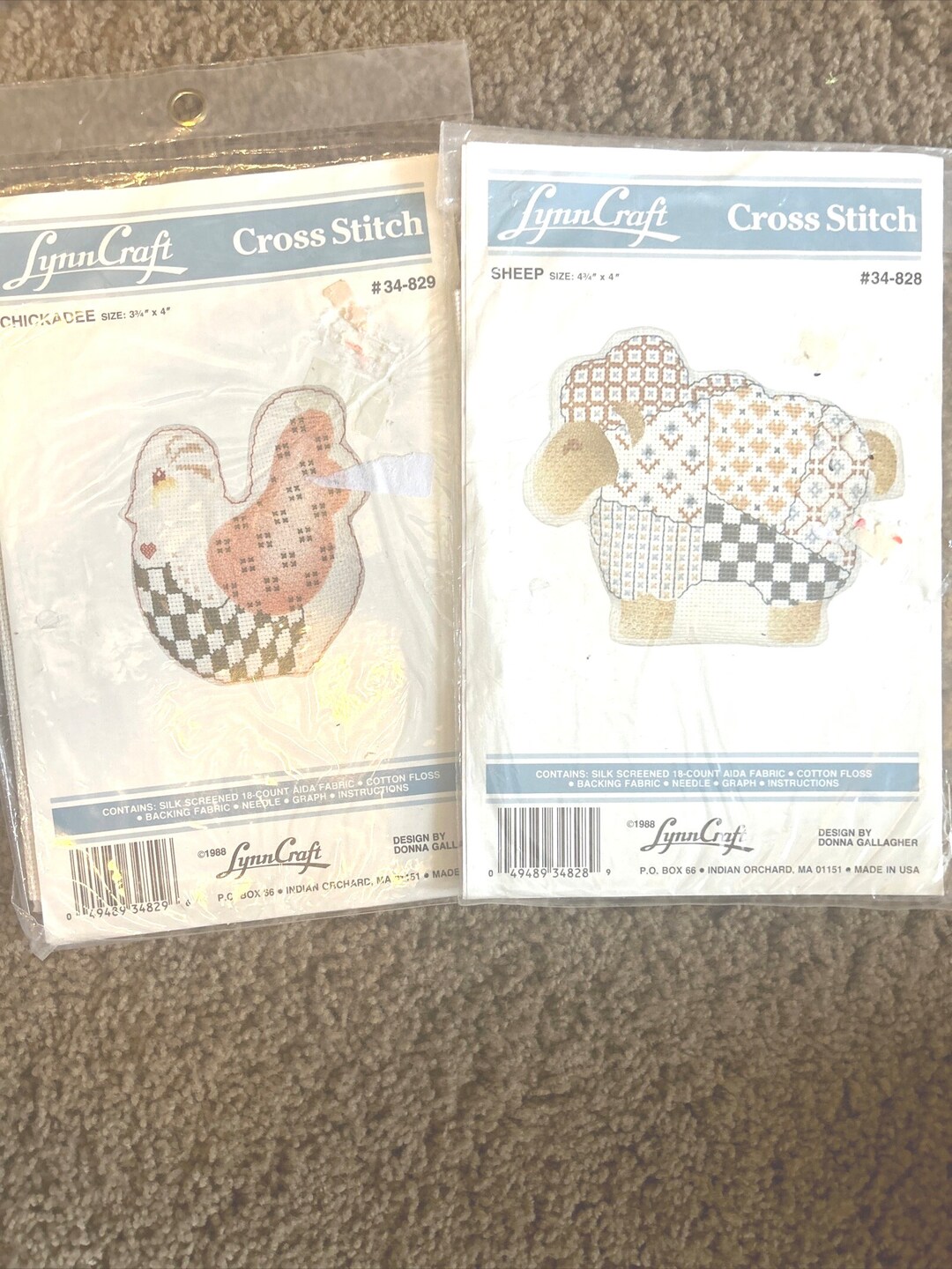 Vintage Lynn Craft Cross-stitch Kits- Chickadee and Sheep 1988 - Etsy