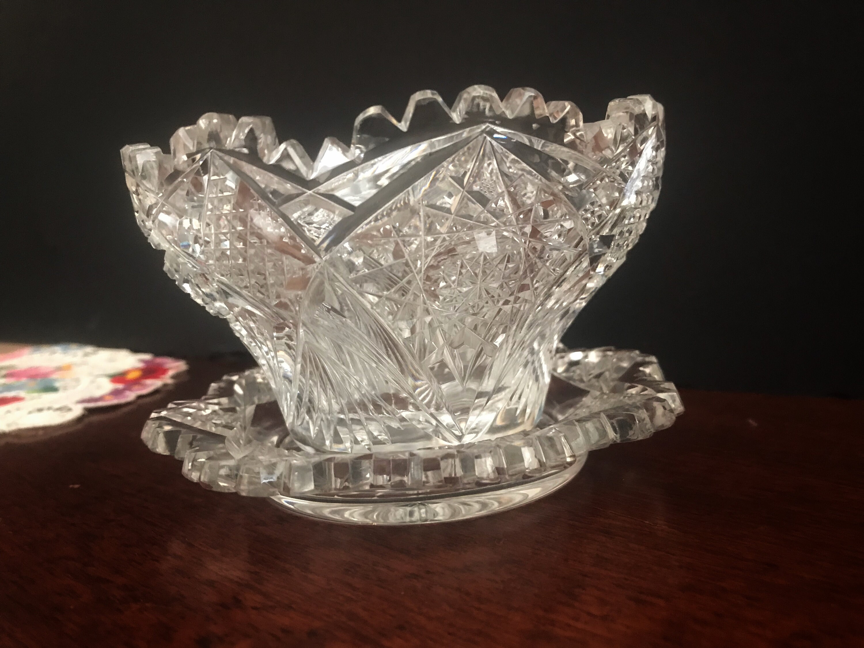 Vintage Antique Brilliant Cut Crystal Bowl and Tray Candy | Etsy