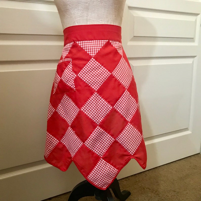 Vintage Red Gingham Triangle Half Apron - Etsy