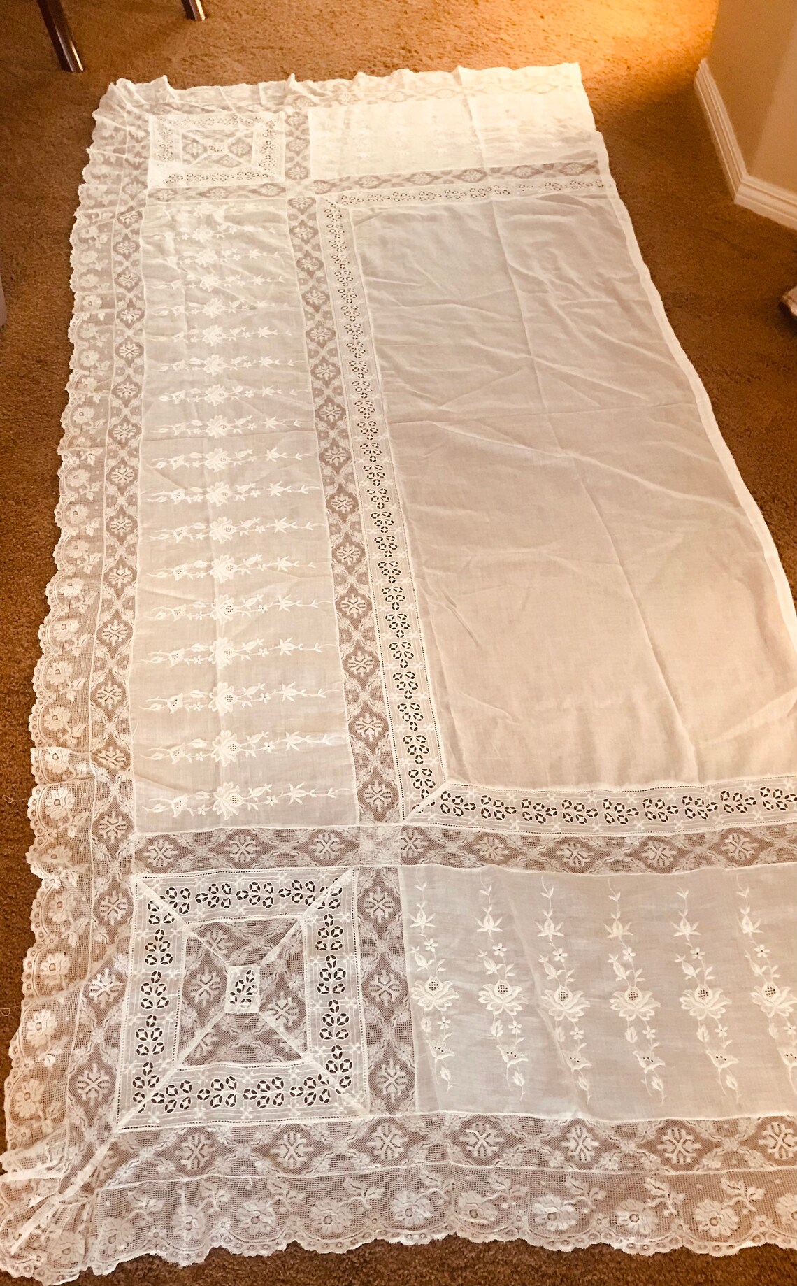 Vintage / Antique European Style Lace Embroidered Bed Scarf - Etsy
