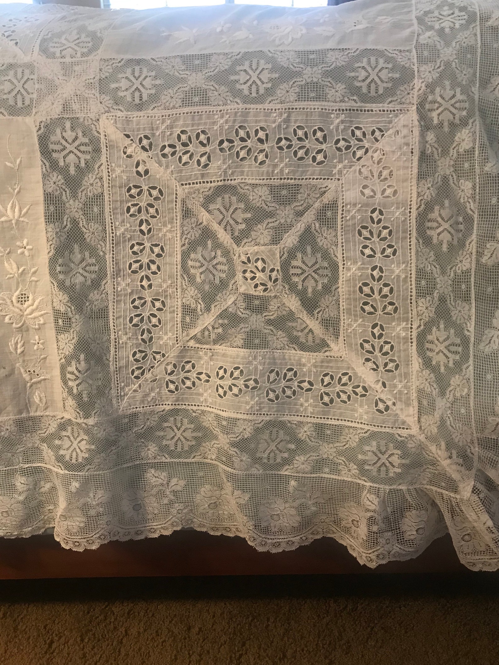 Vintage / Antique European Style Lace Embroidered Bed Scarf - Etsy