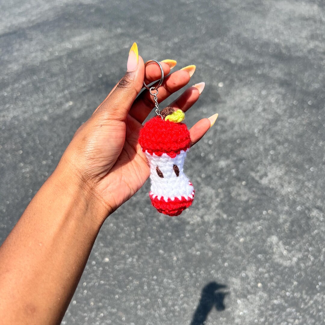 Crochet Apple Core Keychain - Etsy