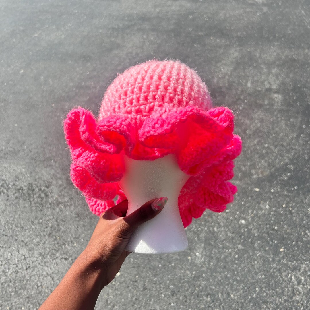 Crochet Ombré Pink Ruffle Hat - Etsy