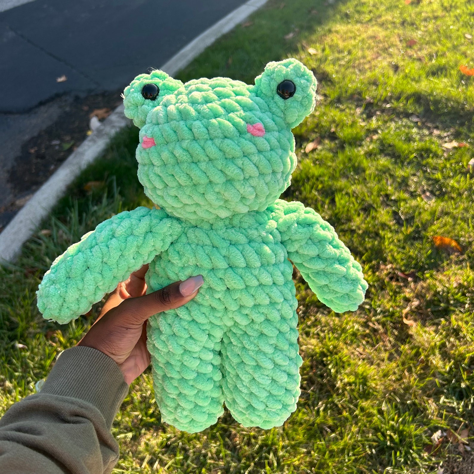 Crochet Fluffy Jumbo Frog Plushie - Etsy