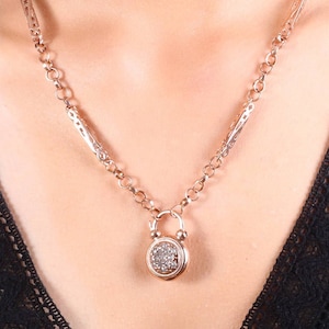 Round Diamond Padlock - Rose Gold Diamond Padlock - Vintage Gold ...