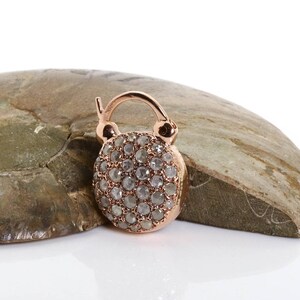 Round Pave Diamond Padlock - Rose Gold Diamond Padlock - Vintage Gold ...
