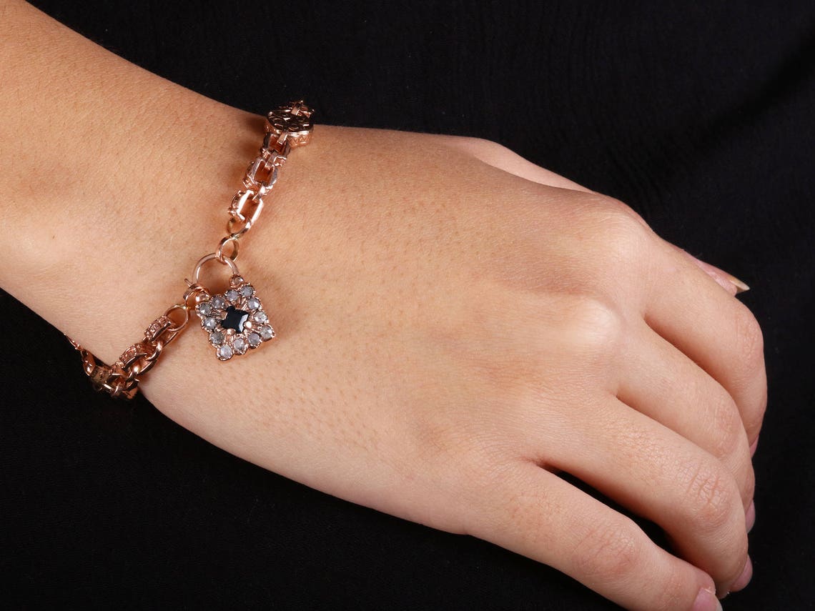 Square Diamond Padlock Vintage Gemstone Padlock Rose Gold - Etsy