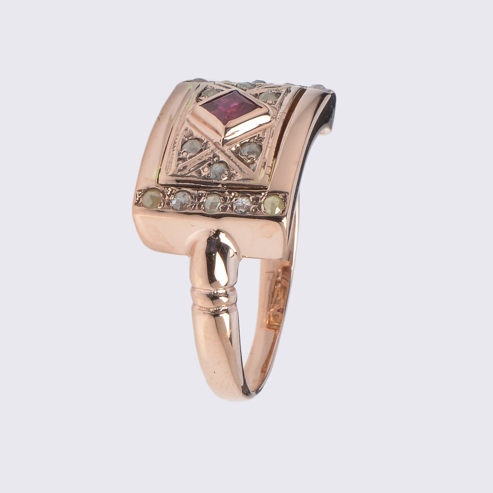 Square Ruby Ring Frame Shaped Ring Vintage Ring With Ruby - Etsy