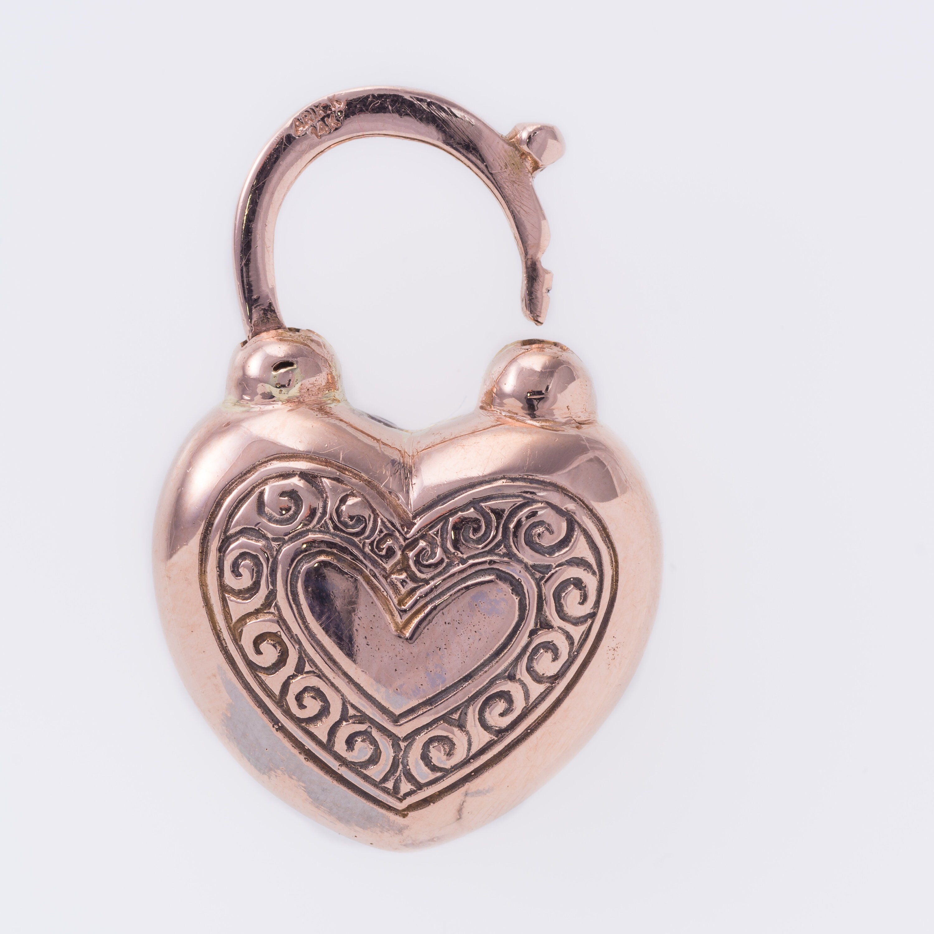 Solid Gold Heart Diamond Padlock - Gold Heart Diamond Pandant - Vintage ...
