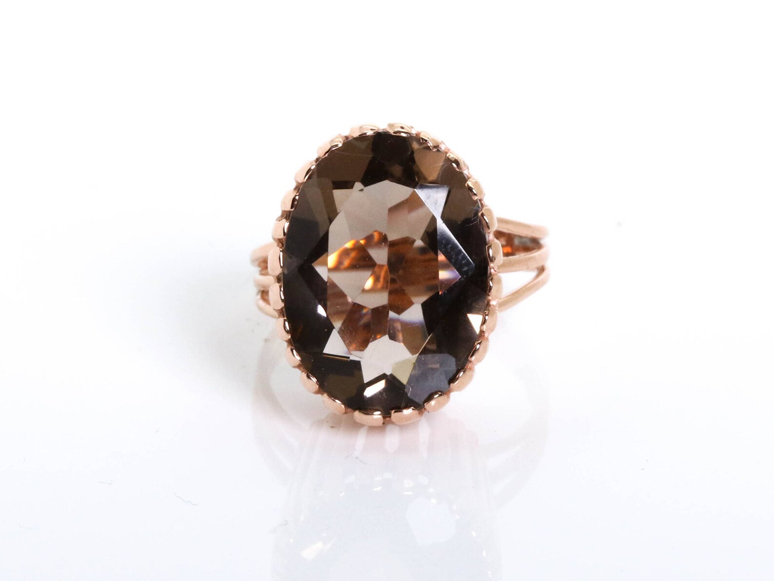 Vintage 14K Gold Smoky Topaz Ring Statement Gold Ring | Etsy