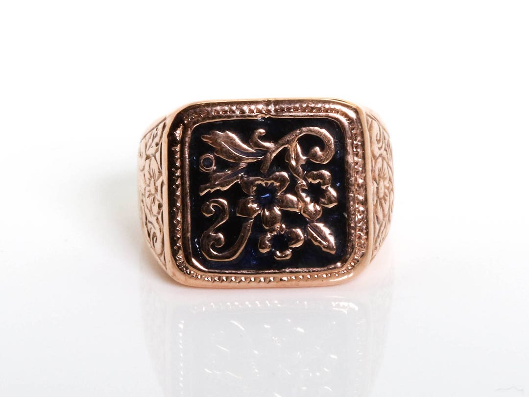 Men Ring - Enamel Ring - Wedding Ring - Square Enamel Ring for Him ...