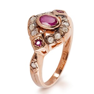 Pink Ruby Ring - Ruby Rose Cut Diamonds Ring - July Birthstone Ring ...