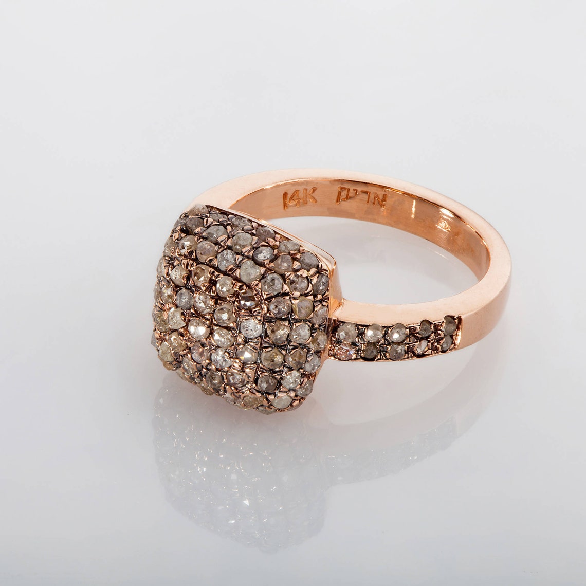 Square Pave Diamond Classic Ring - Geometrical Diamond Ring - Pave Ring ...