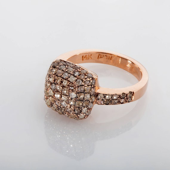 Square Pave Diamond Classic Ring Geometrical Diamond Ring - Etsy