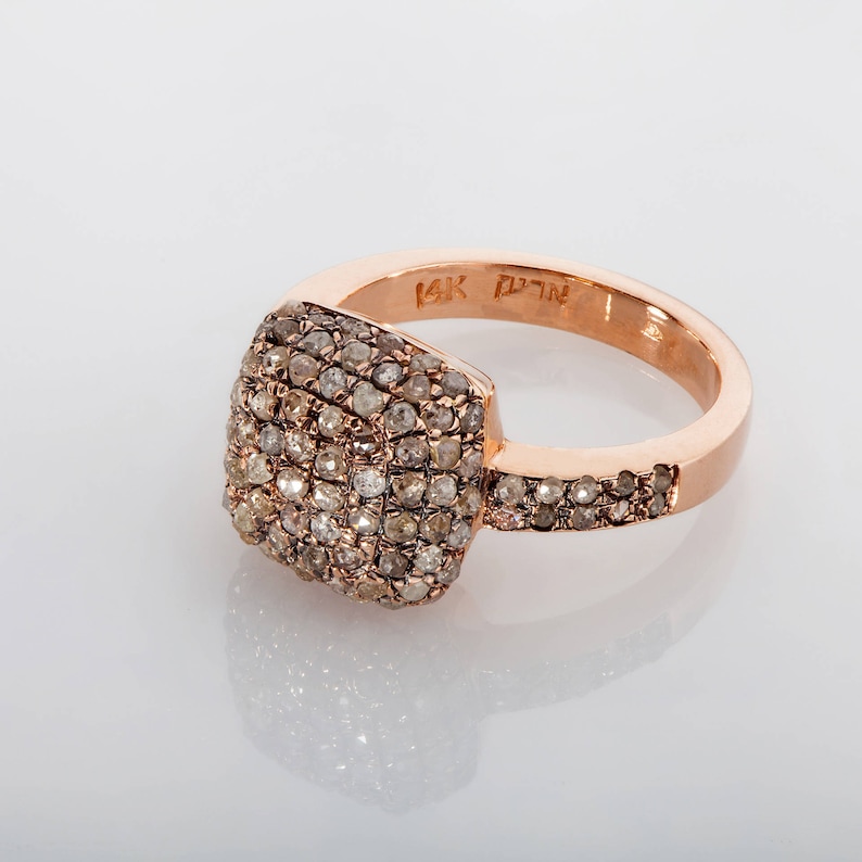 Square Pave Diamond Classic Ring Geometrical Diamond Ring | Etsy