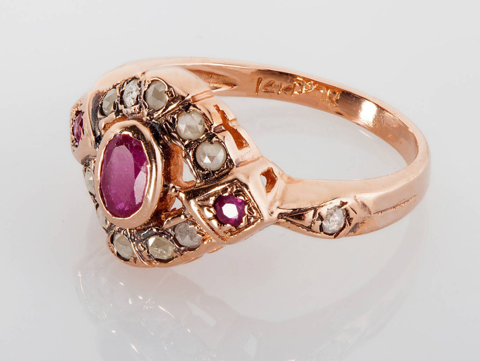 Pink Ruby Ring Ruby Rose Cut Diamonds Ring July Birthstone - Etsy