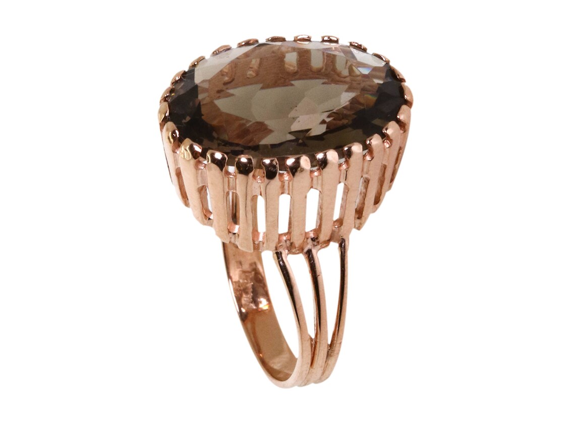 Vintage 14K Gold Smoky Topaz Ring Statement Gold Ring | Etsy