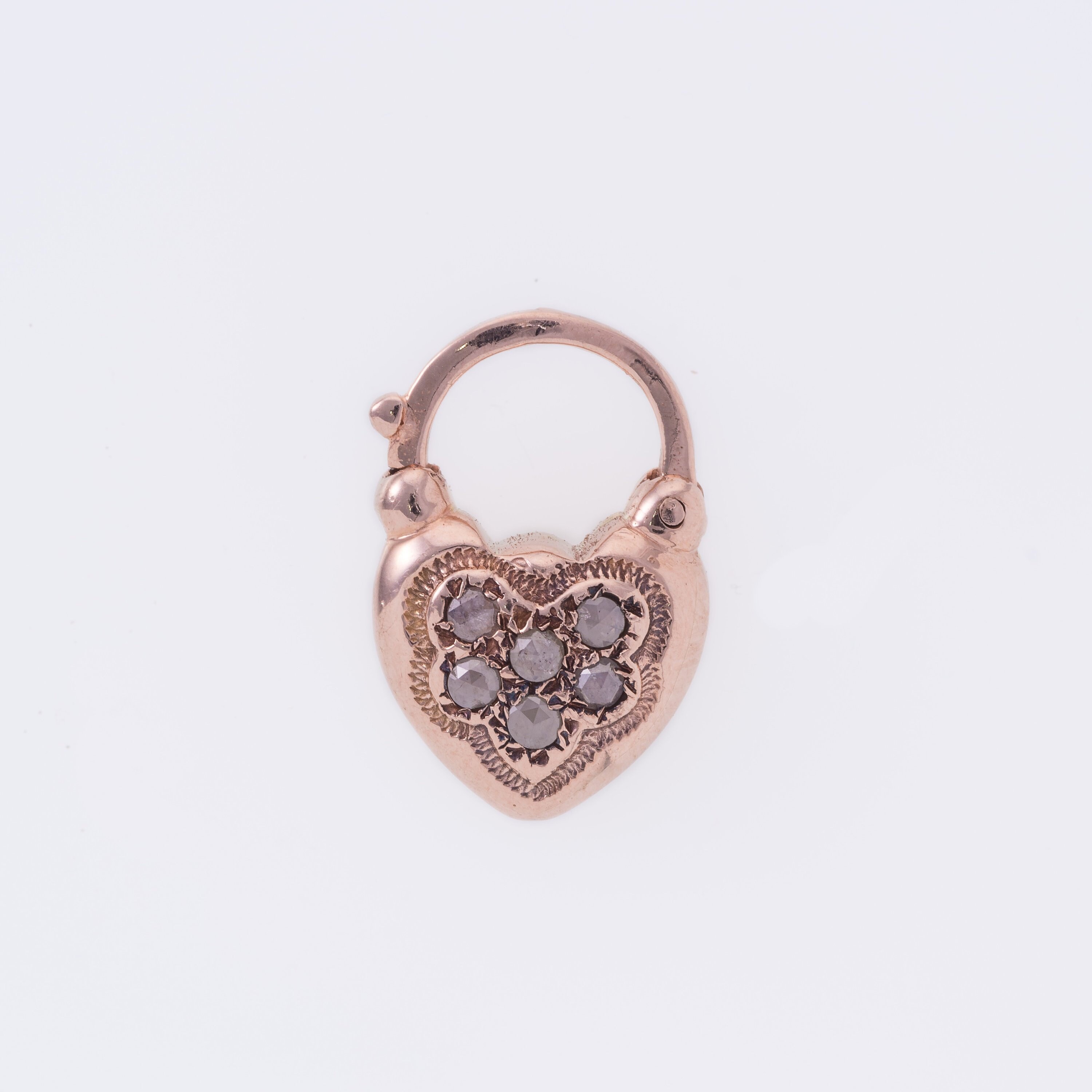 Small Heart Diamond Padlock - Gold Heart Diamond Padlock - Vintage Gold ...