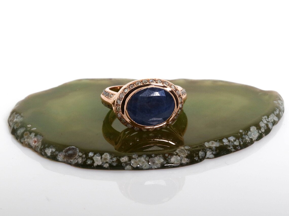 Large Sapphire Ring Royal Blue Diamond Ring Sapphire | Etsy