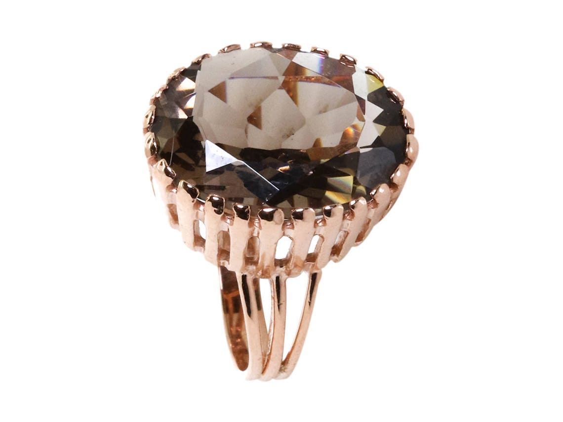 Vintage 14K Gold Smoky Topaz Ring Statement Gold Ring | Etsy
