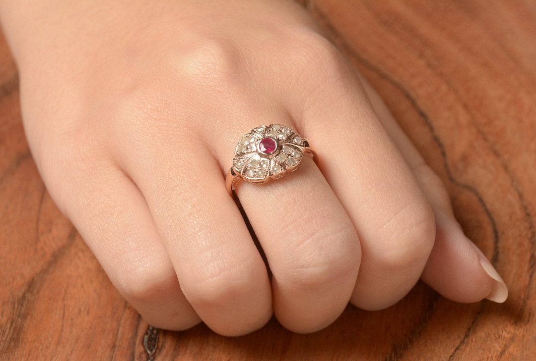 Ruby and Diamond Rose Gold Ring - Gemstone Ring - July Birthstone ...