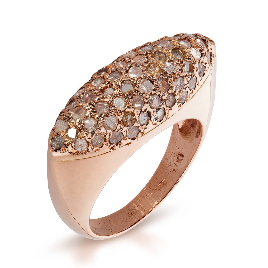 Pave Diamond Wedding Ring - Rose Gold Diamond Ring - Rose Cut Diamond ...