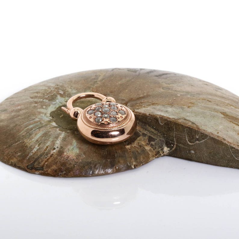 Round Diamond Padlock Rose Gold Diamond Padlock Vintage | Etsy